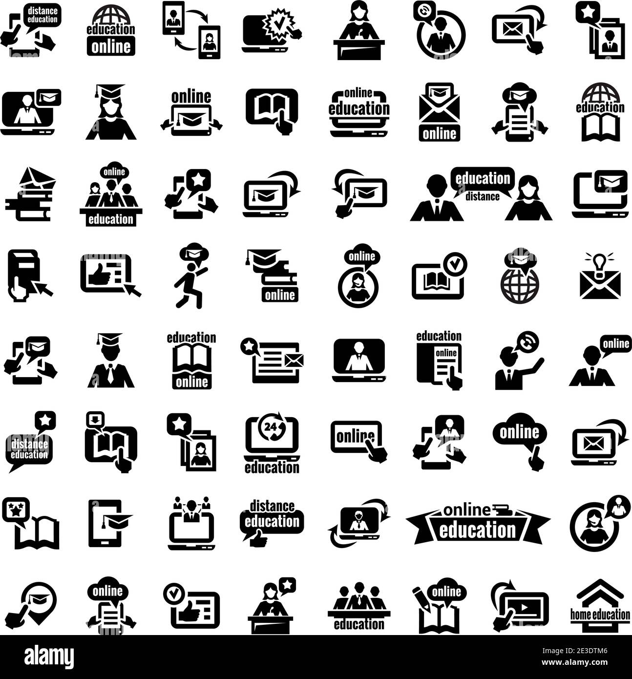Set icons education online Cut Out Stock Images & Pictures - Alamy