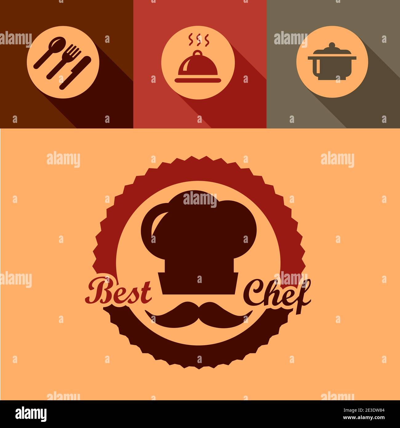 Illustration of Bbest Chef Labels in Flat Design Style Stock Vector ...