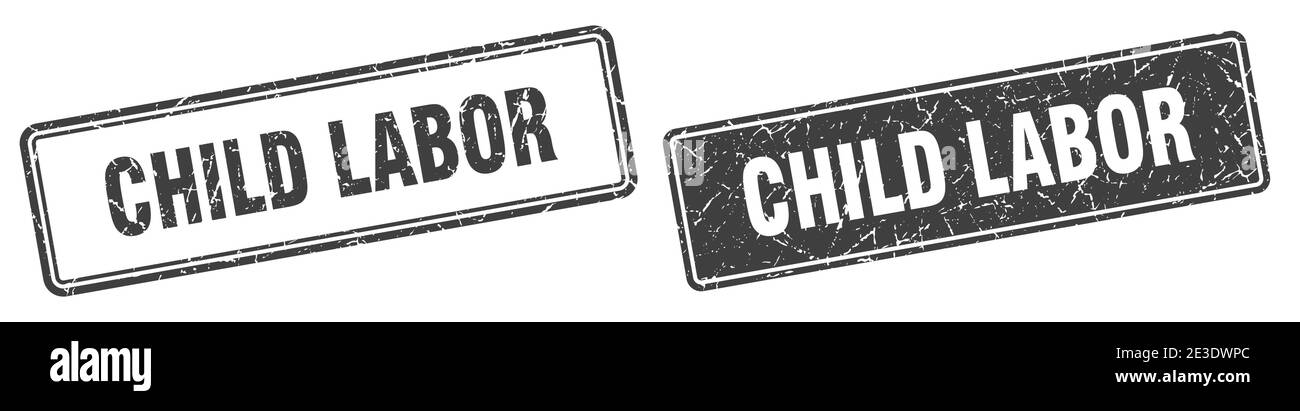 child labor square stamp. child labor grunge sign set Stock Vector ...