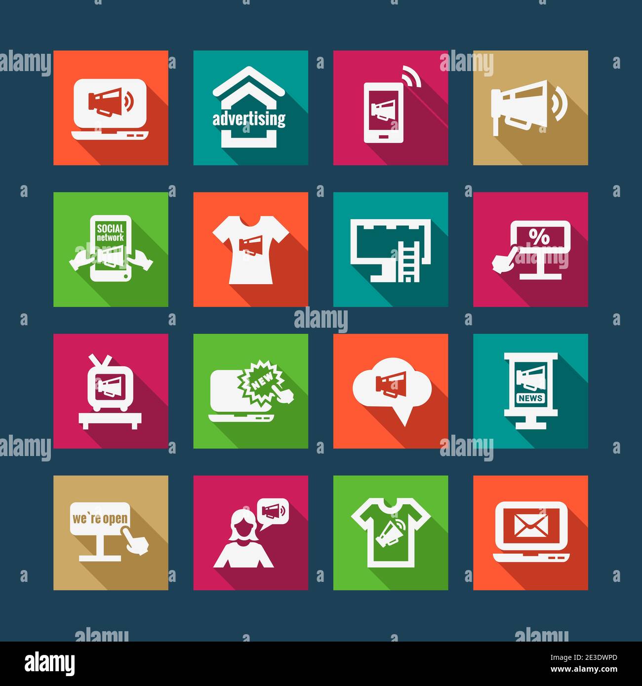 Flat Marketing and Advertisement Icons Set Stock Vector Image & Art - Alamy