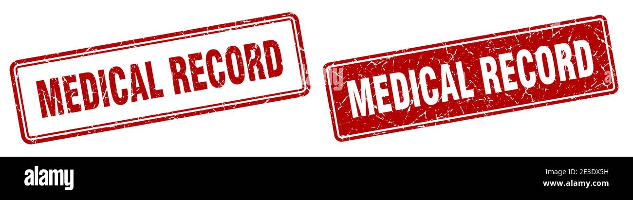 medical record square stamp. medical record grunge sign set Stock ...