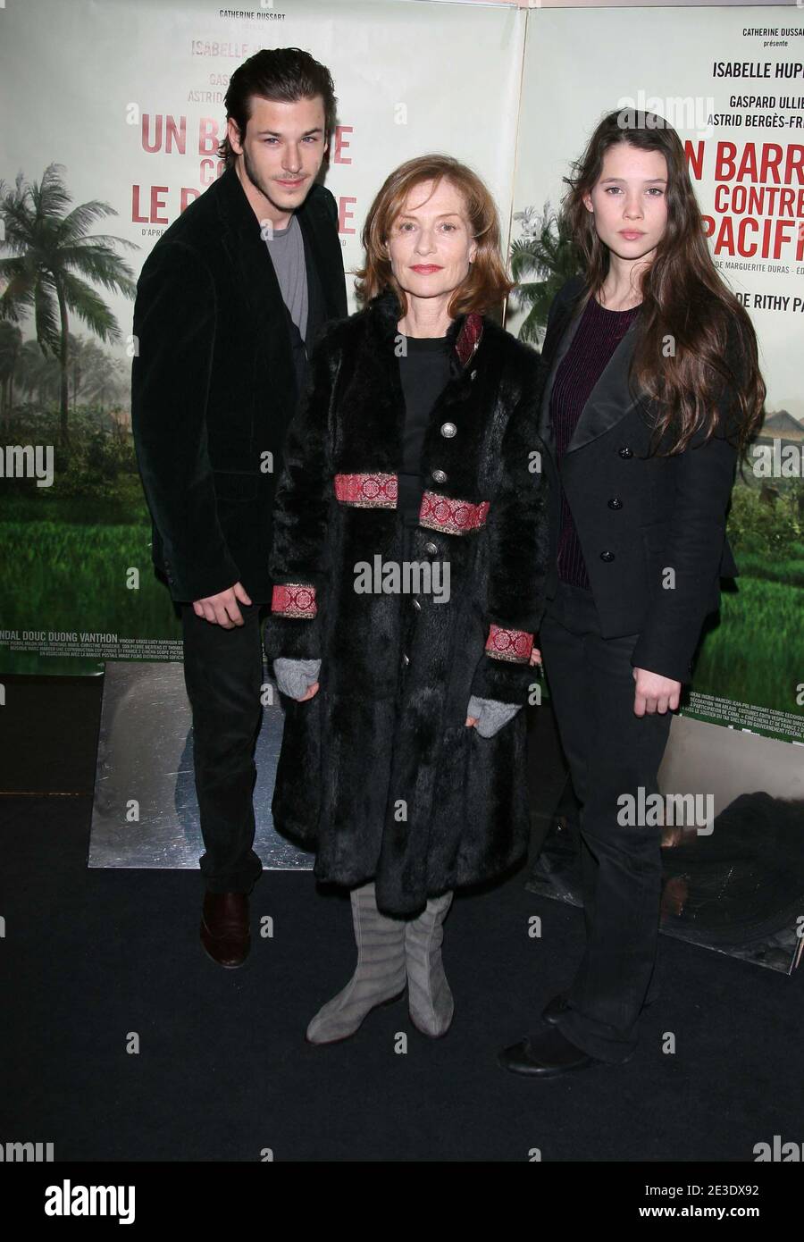 Cast member Gaspard Ulliel, Isabelle Huppert and Astrid Berges-Frisbey ...