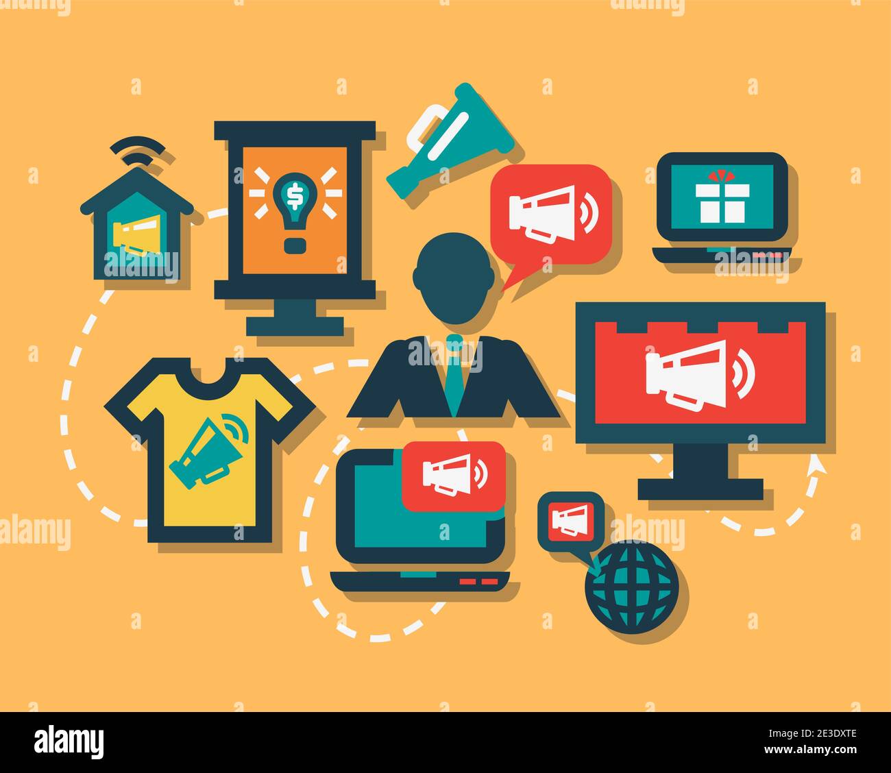 Elegant Marketing and Advertisement Flat Icons Set Stock Vector Image ...