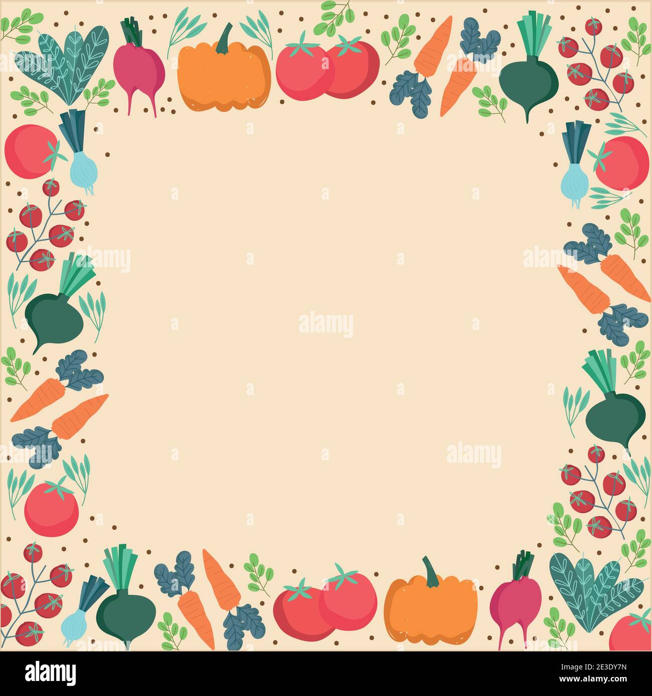 food pattern, vegetables branches leaf fresh border decoration vector ...