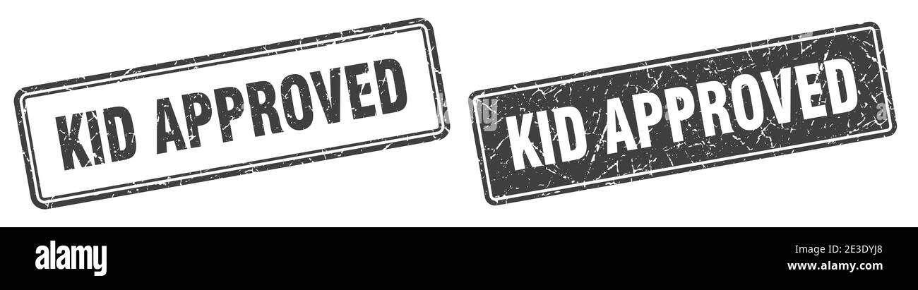 kid approved square stamp. kid approved grunge sign set Stock Vector ...