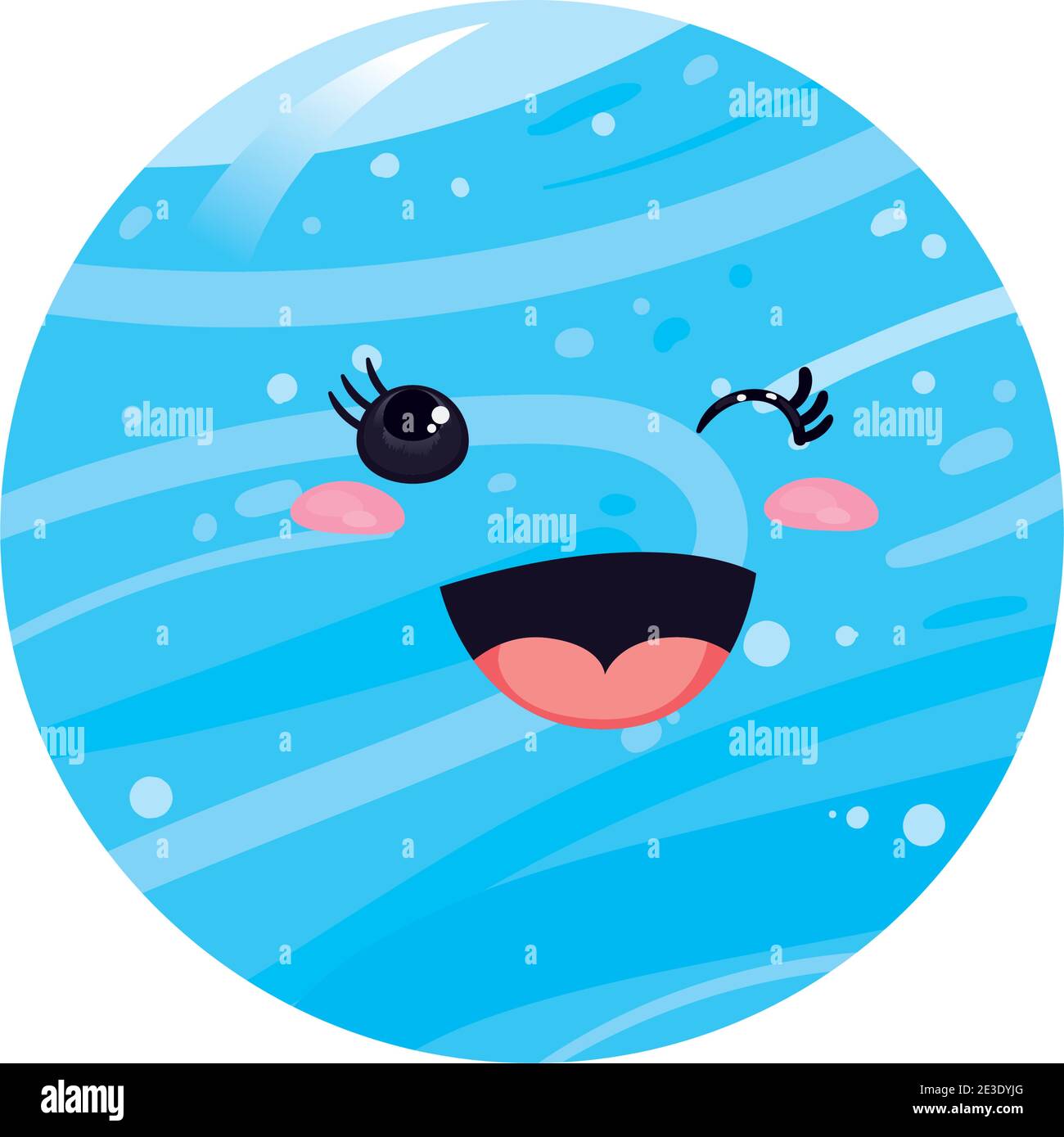 blue and wink kawaii planet of space futuristic and cosmos theme Vector ...