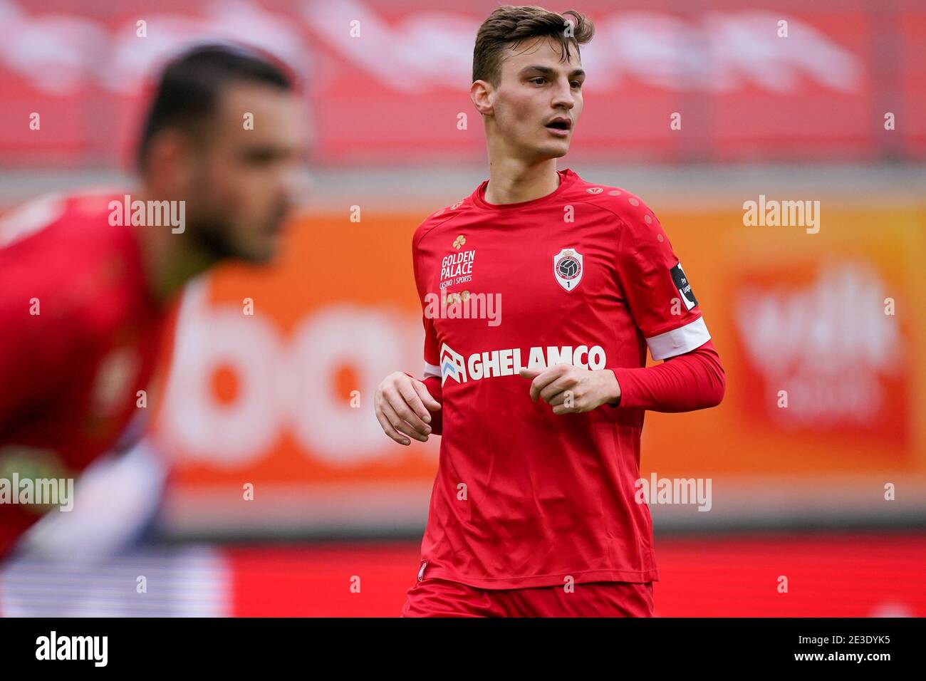 GHENT, BELGIUM - JANUARY 17: Pieter Gerkens of Royal Antwerp during the ...