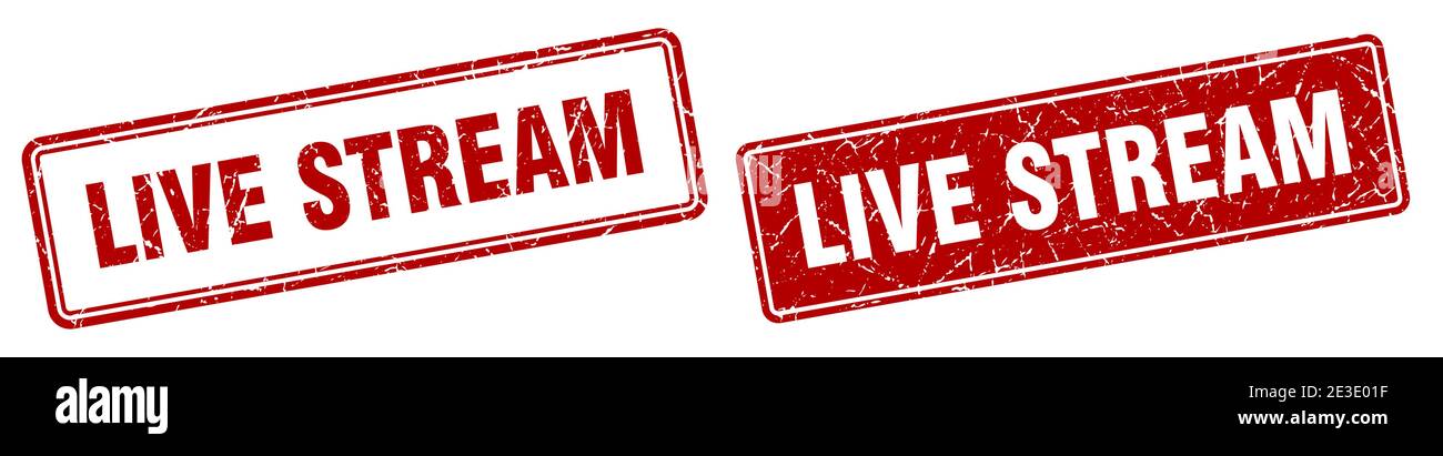 live stream square stamp. live stream grunge sign set Stock Vector ...