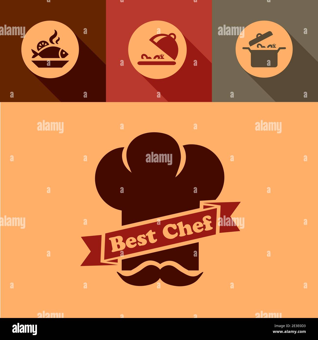 Illustration of best chef labels in Flat Design Style Stock Vector ...