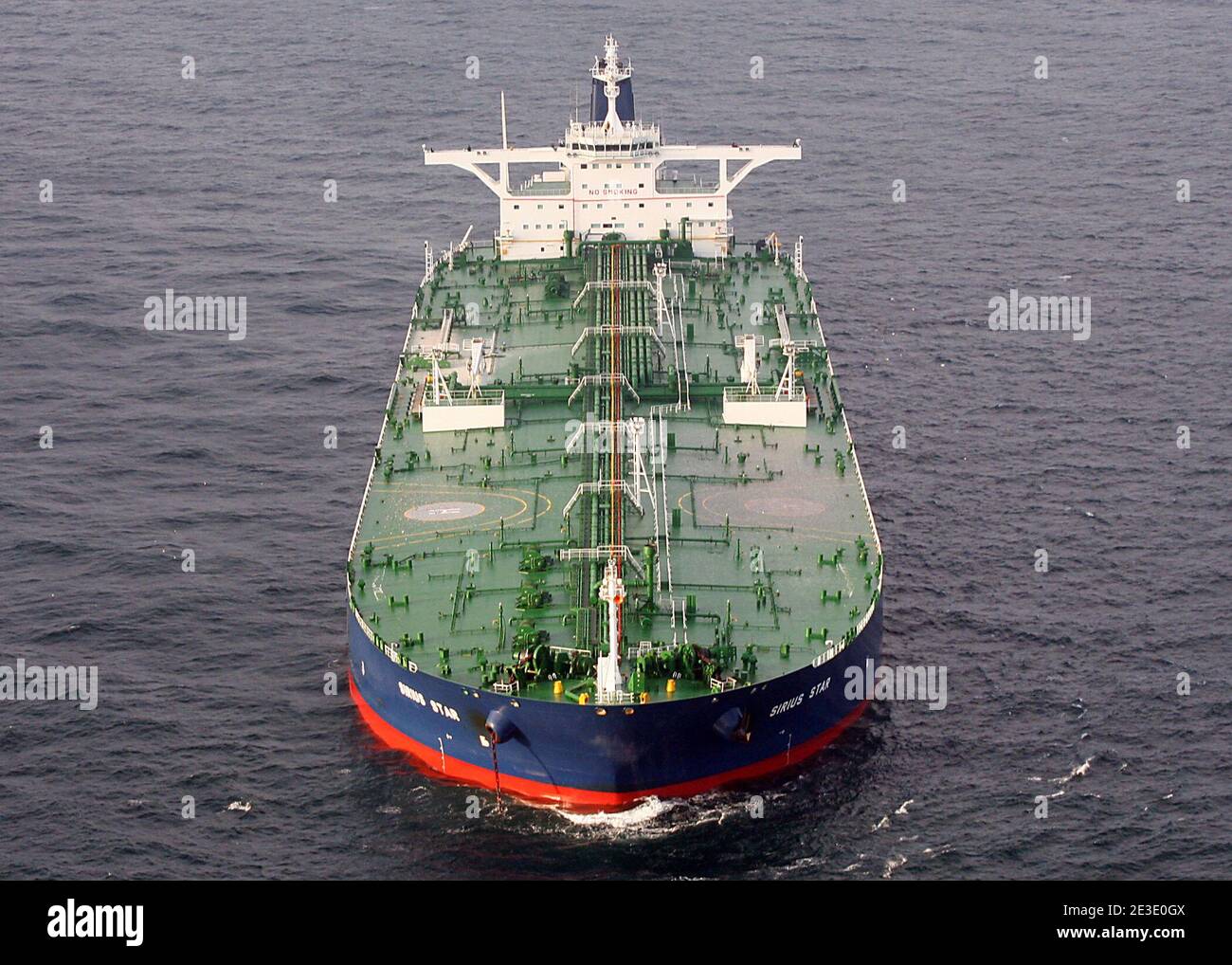 The MV Sirius Star is observed at anchor by the U.S. Navy following an ...