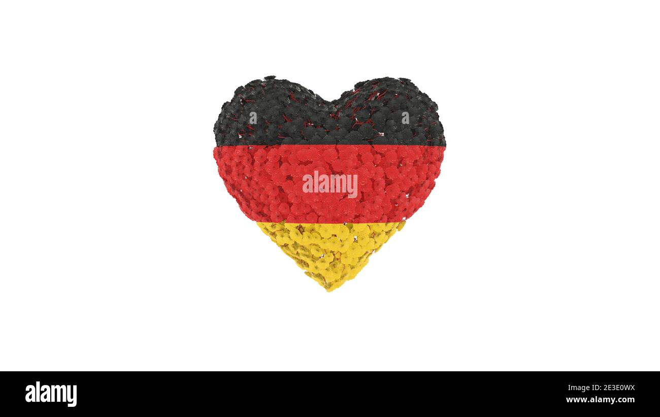 Germany National Day. German Unity Day. October 3. Heart animation with ...