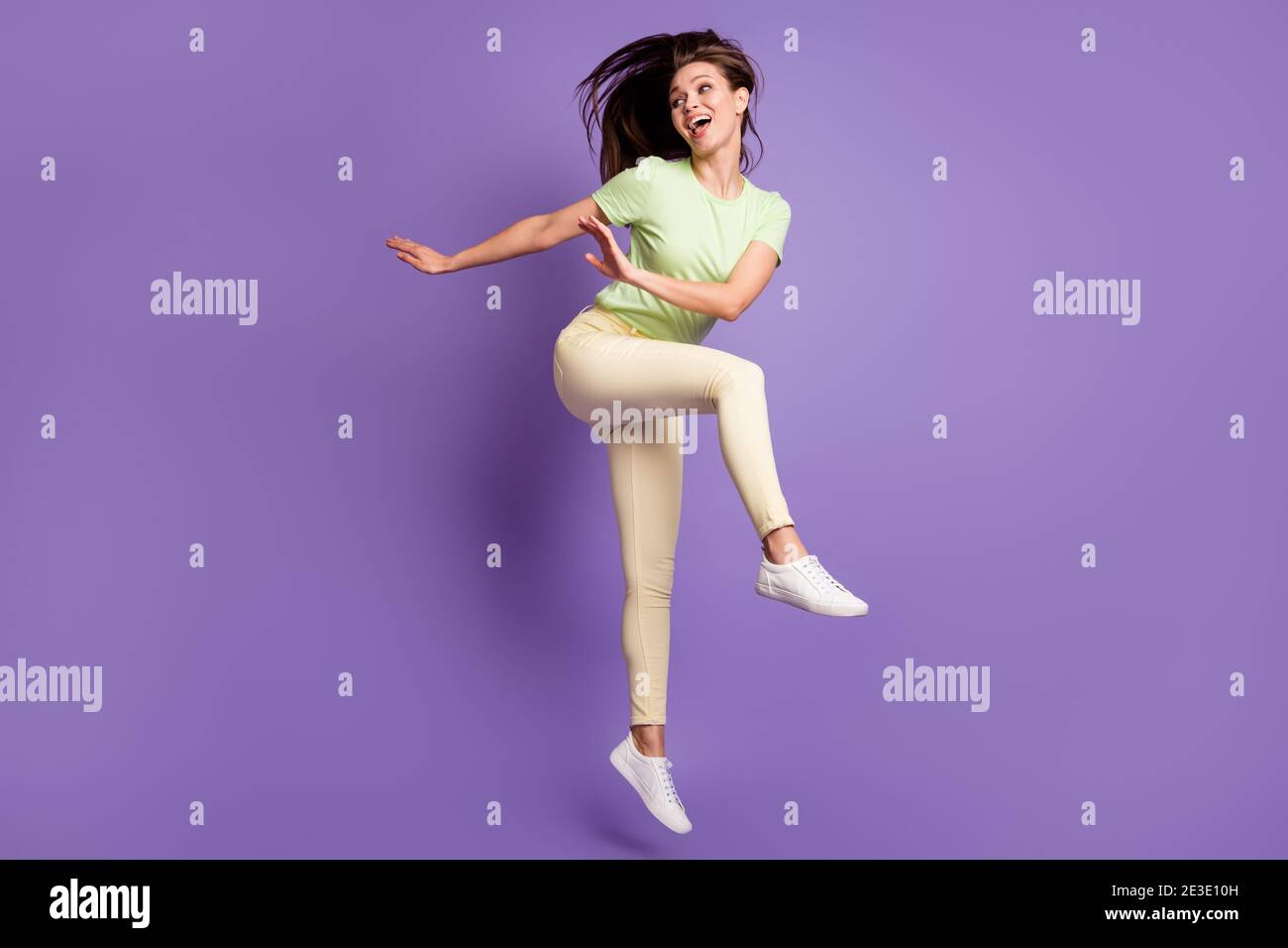 Full length body size view of her she nice attractive pretty slender ...