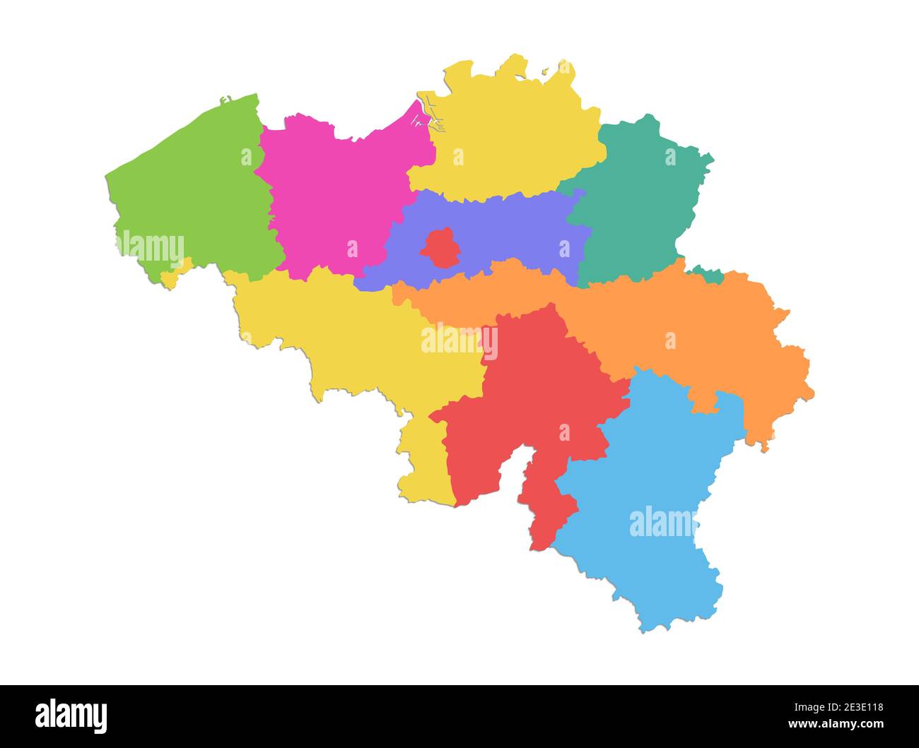 Belgium map, administrative division, separate individual regions ...