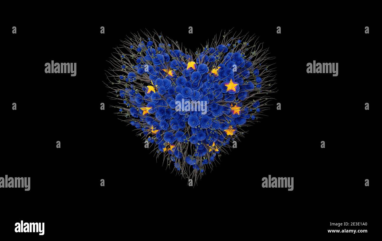 European Union. Europe Day. May 9. Heart shape made out of flowers on ...