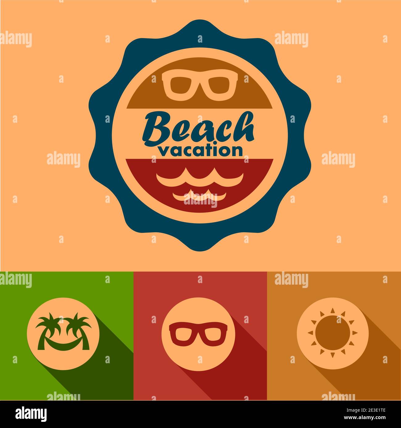 Illustration of Beach Vacation Labels in Flat Design Style Stock Vector ...