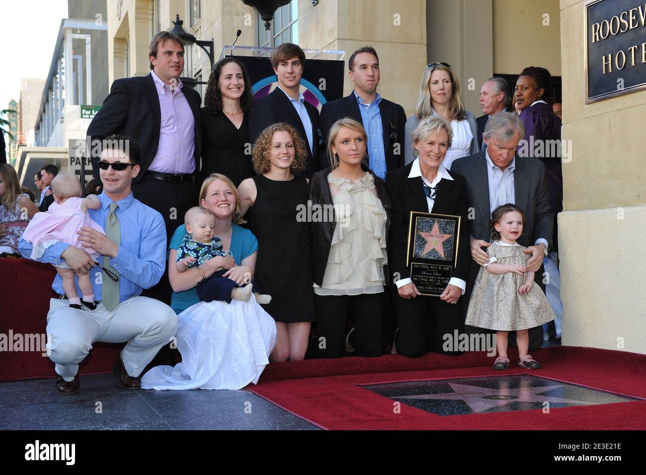 Glenn Close poses surrounded by her family as she is honored with the 2 ...