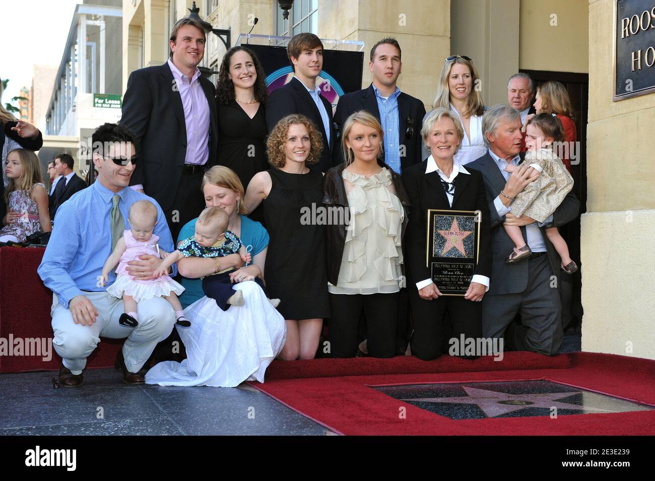 Glenn Close poses surrounded by her family as she is honored with the 2 ...