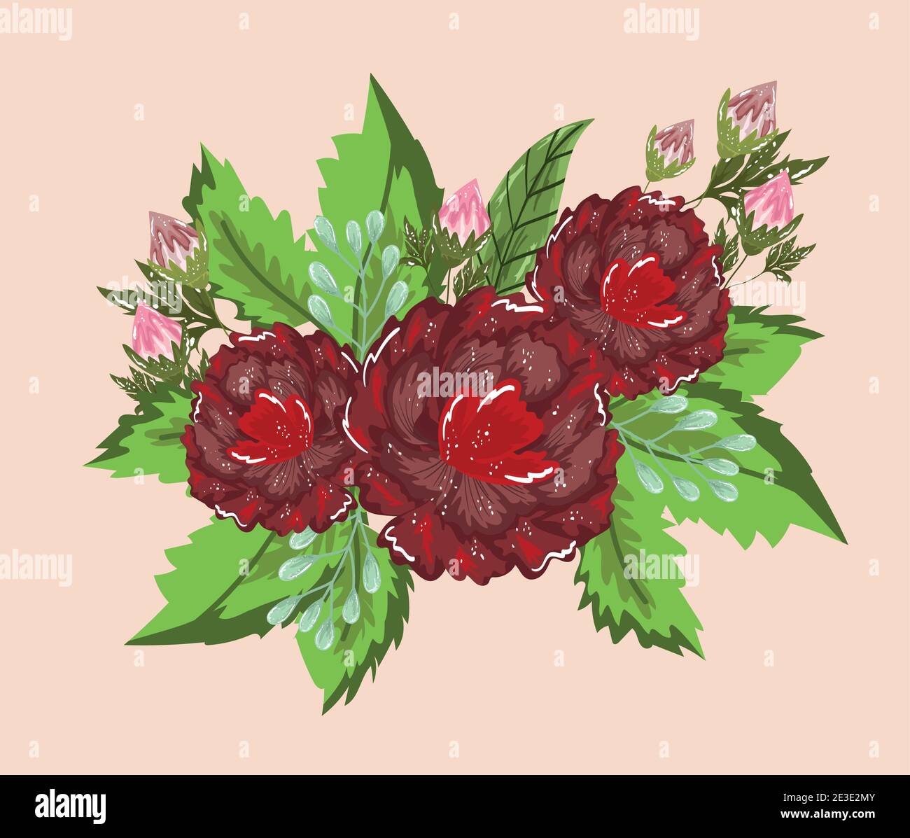 flowers sprout leaves nature decoration vector illustration painting ...