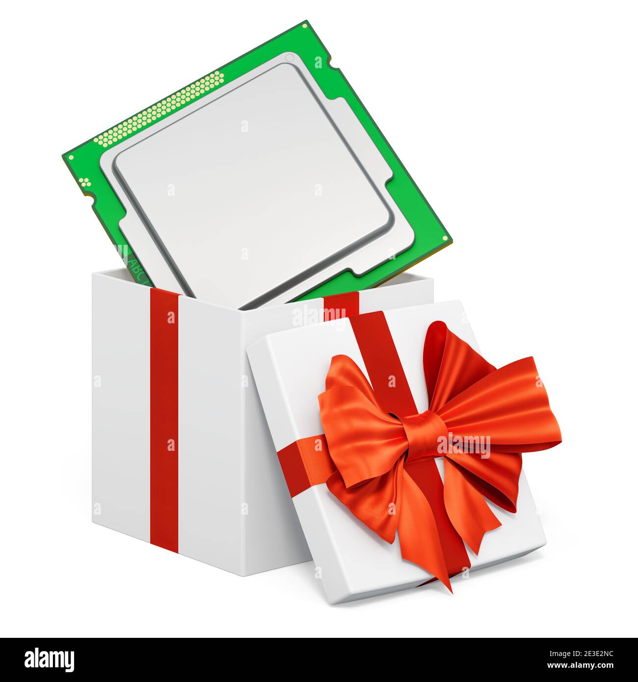 CPU inside gift box, present concept. 3D rendering isolated on white ...