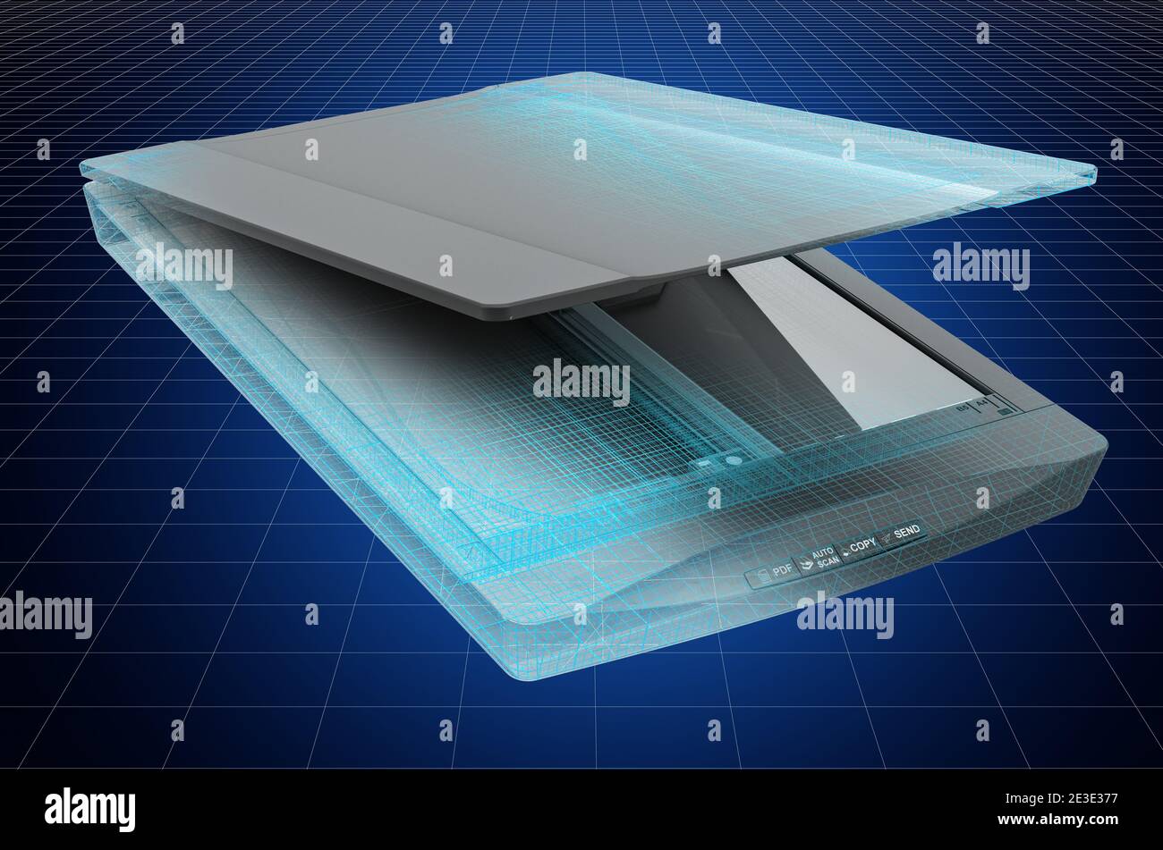 Visualization 3d cad model of scanner, blueprint. 3D rendering Stock ...