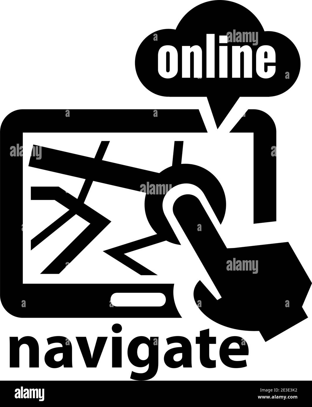 Black Elegant Navigation Icon on white background Stock Vector Image ...