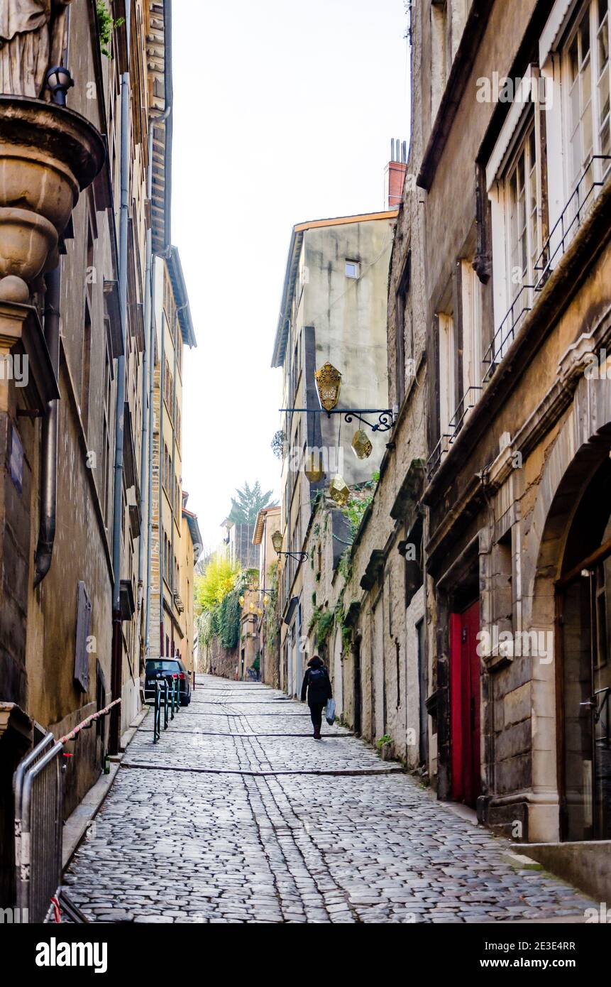 Street in Lyon, France Stock Photo - Alamy