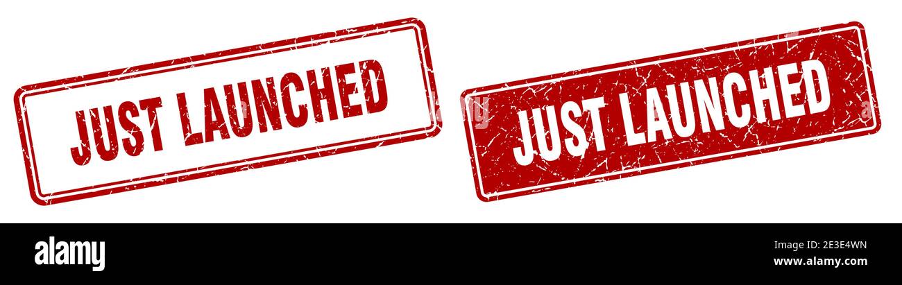 just launched square stamp. just launched grunge sign set Stock Vector ...