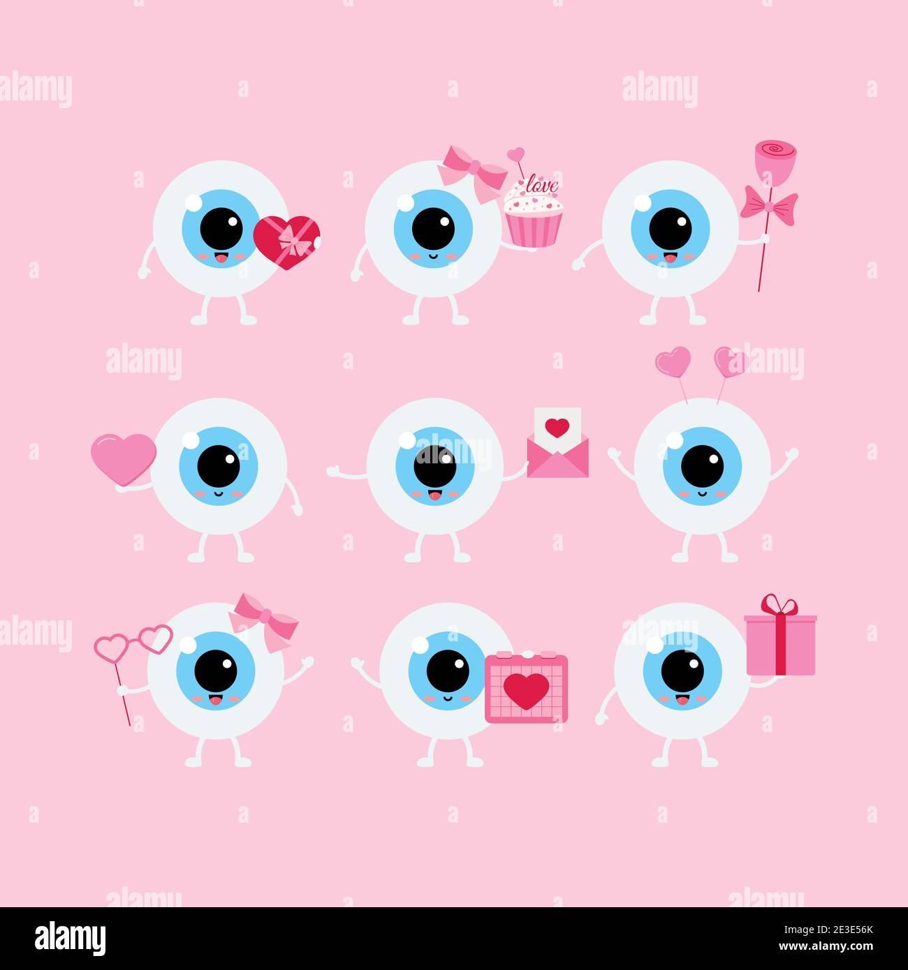 Eye valentines day vector ophthalmology love icon set Stock Vector ...