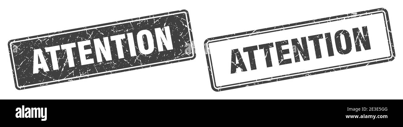 attention square stamp. attention grunge sign set Stock Vector Image ...