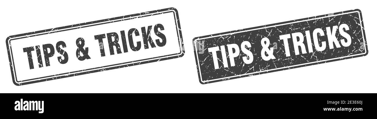 tips & tricks square stamp. tips & tricks grunge sign set Stock Vector ...