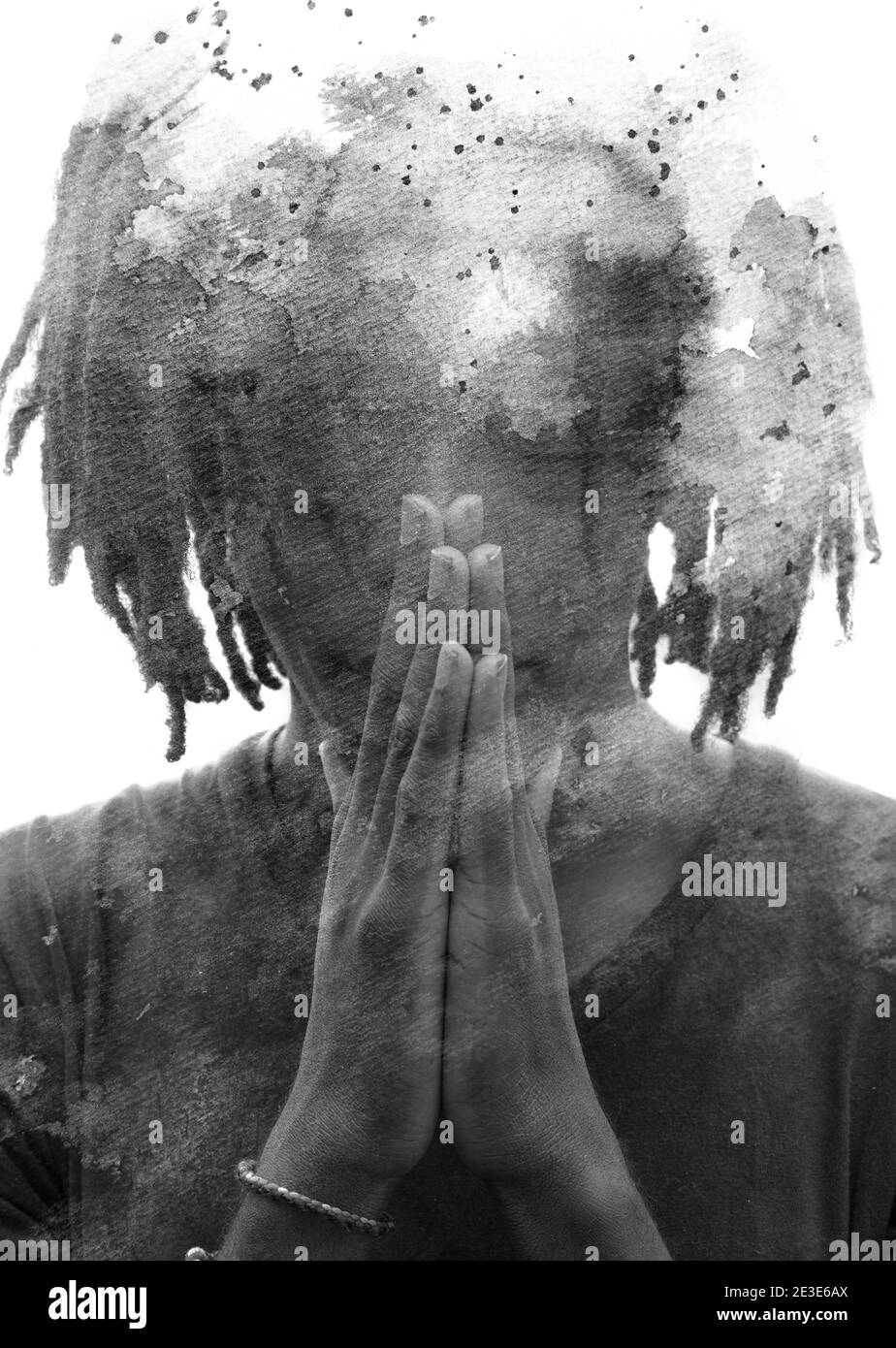 A concept grunge black and white portrait Stock Photo - Alamy