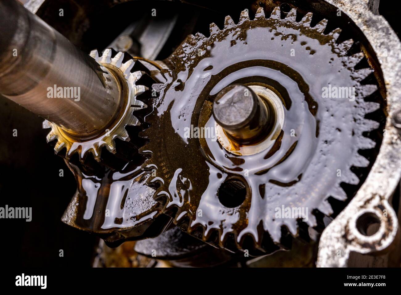 Metal gears working in an internal combustion engine. Torque ...