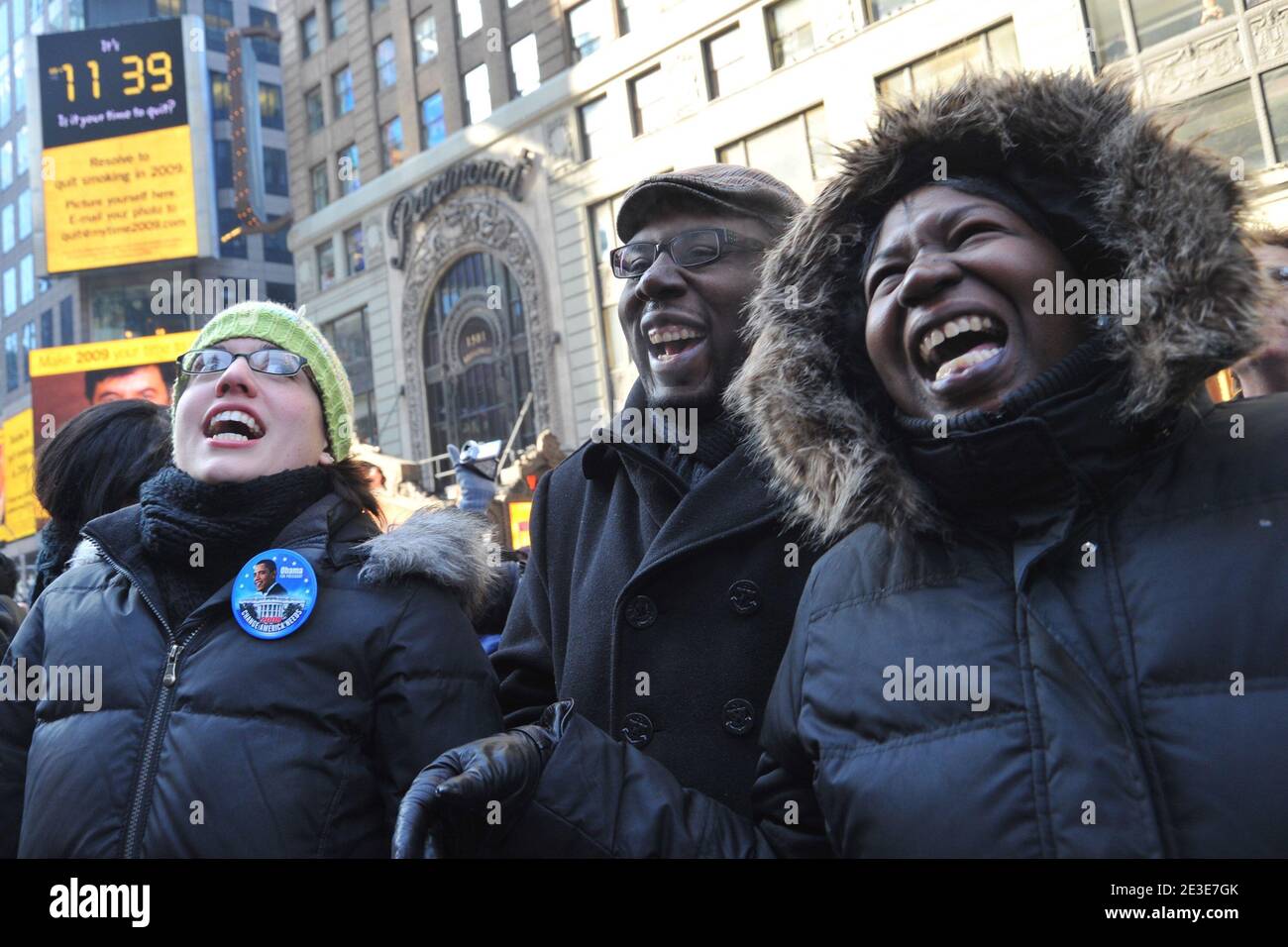 Atmosphere in Times Square, New York City during the inauguration of US ...