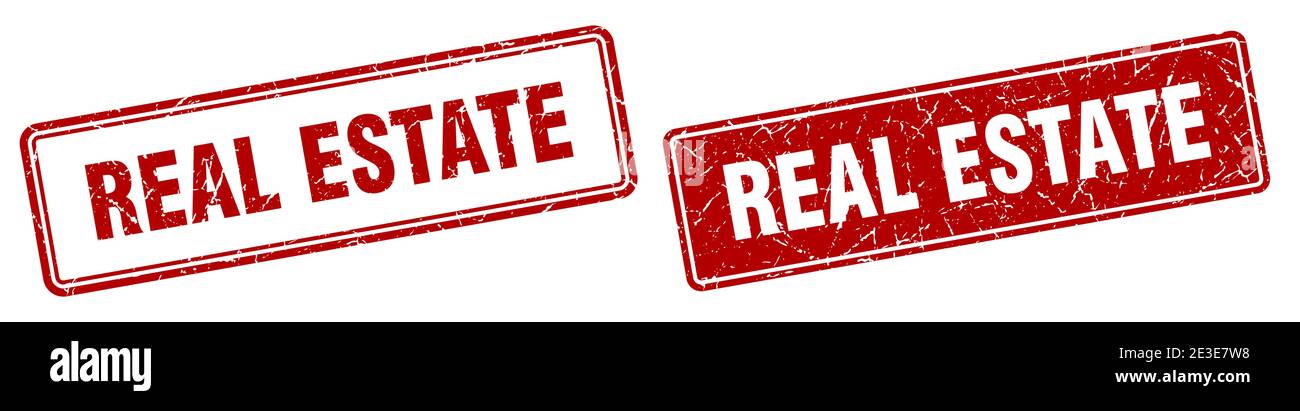 real estate square stamp. real estate grunge sign set Stock Vector ...