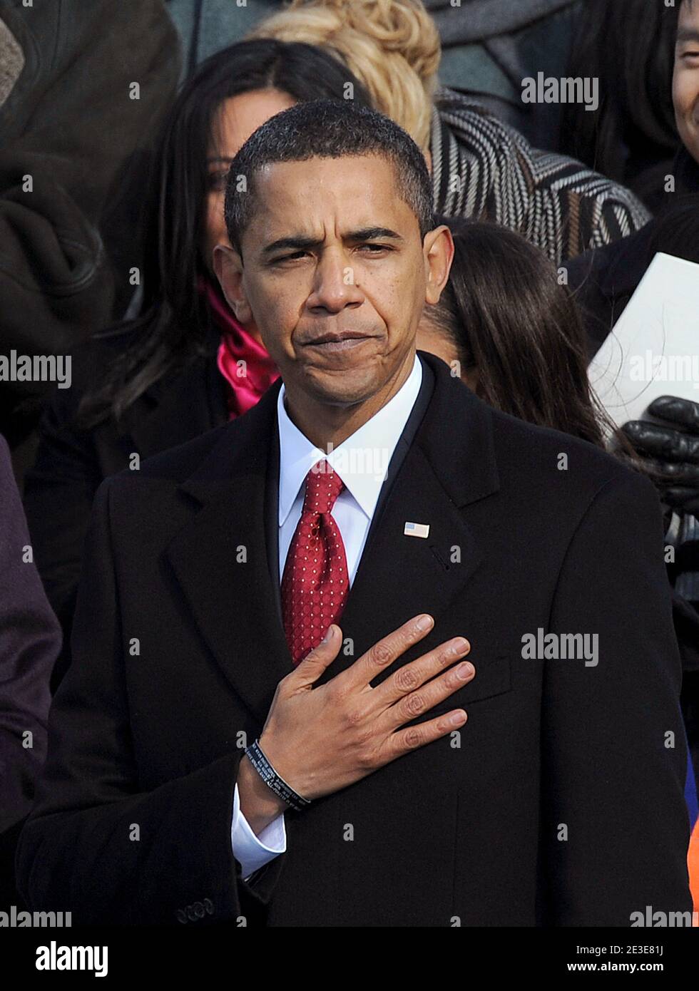 President Barack Obama stands during during the Inauguration ceremonies ...