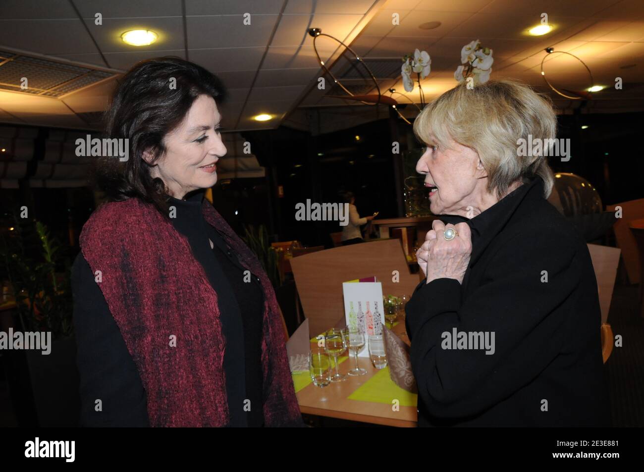 French actresses Anouk Aimee and Jeanne Moreau during the 21st Festival ...