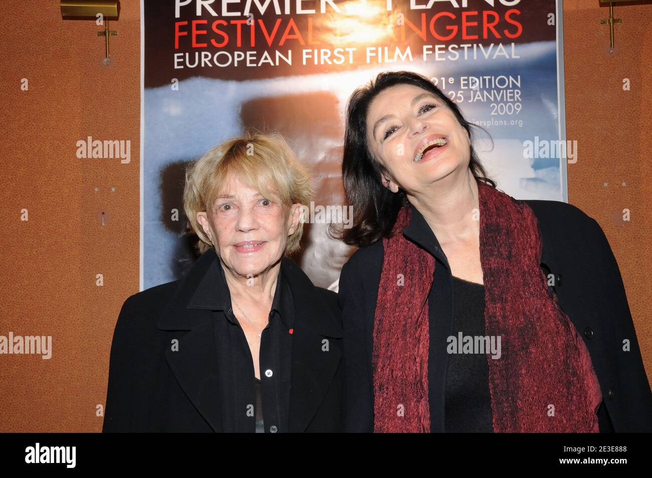 French actresses Anouk Aimee and Jeanne Moreau during the 21st Festival ...