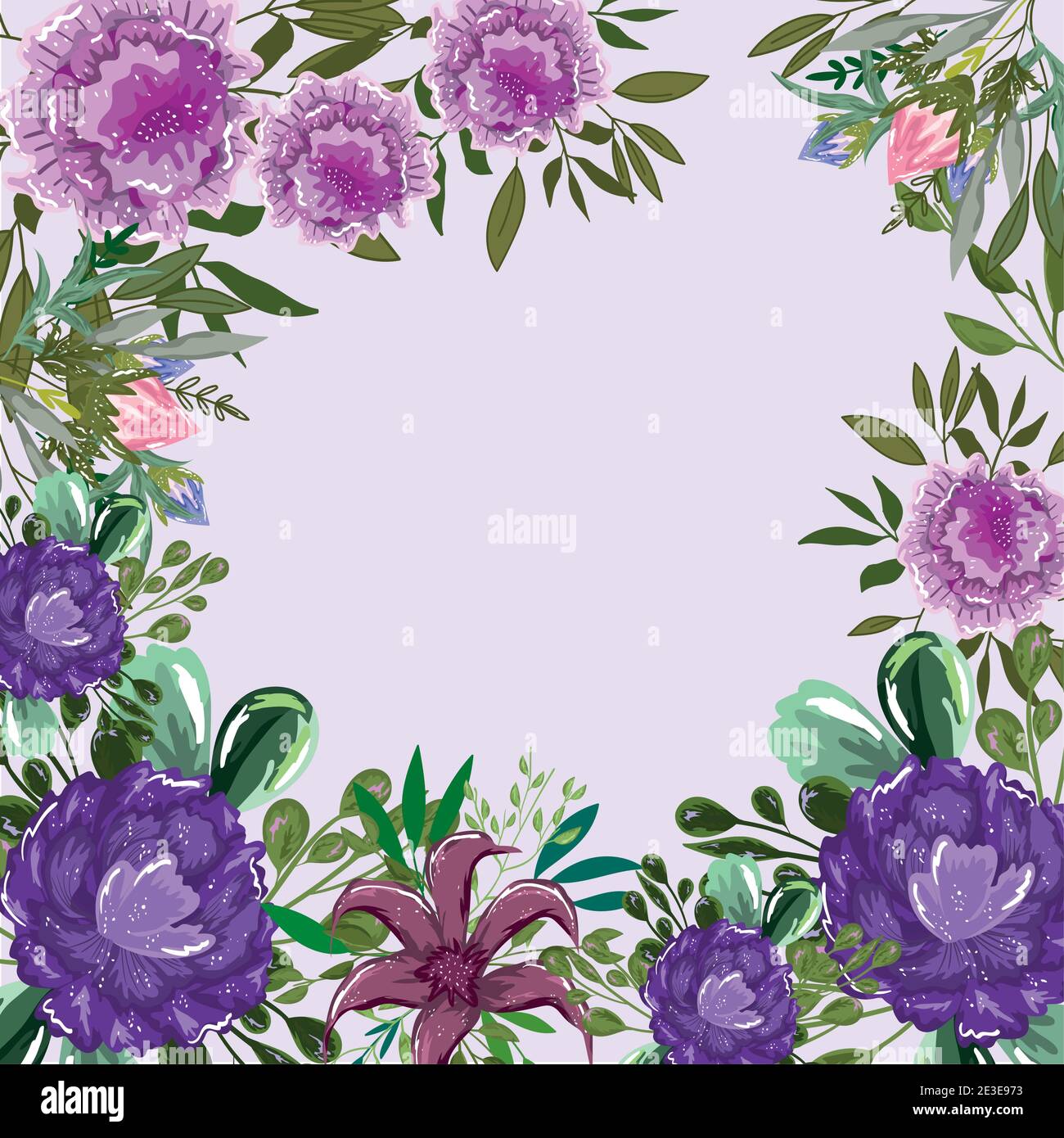 flowers foliage vegetation nature template layout, vector illustration ...