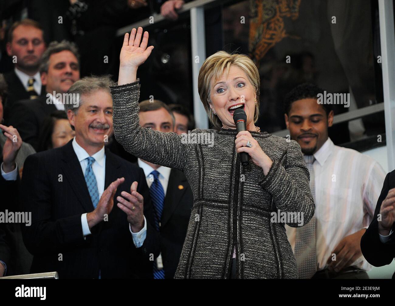 Secretary of State Hillary Clinton is welcome by employees for her ...
