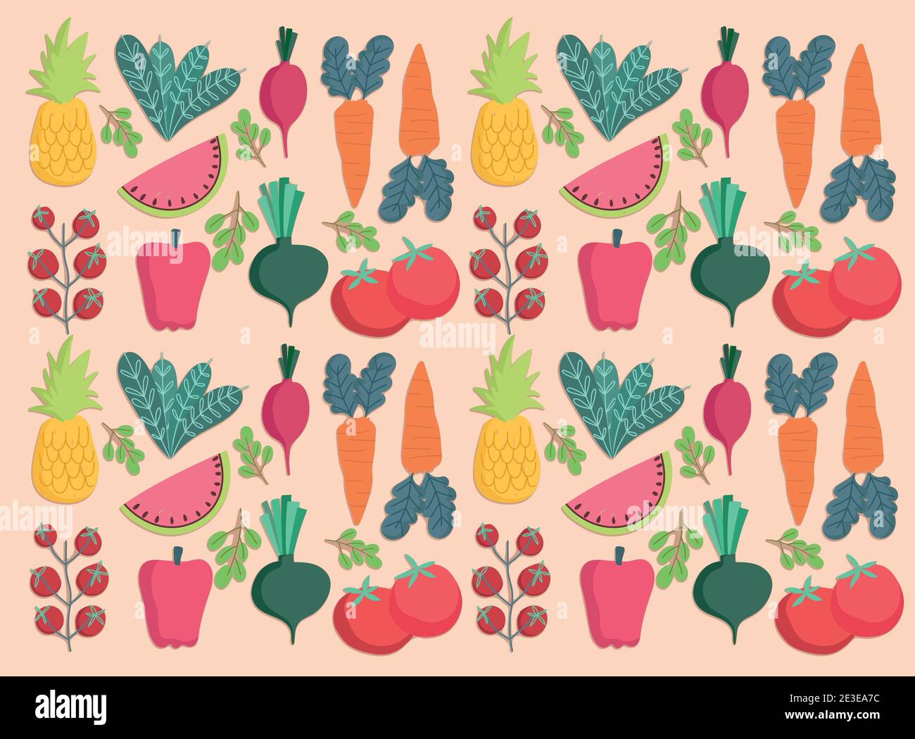 food seamless pattern fresh vegetables and fruits nutrition vector ...