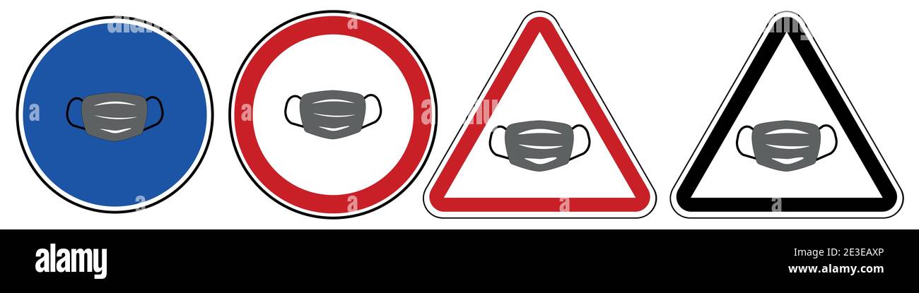 Wear a facemask vector sign set Stock Vector Image & Art - Alamy