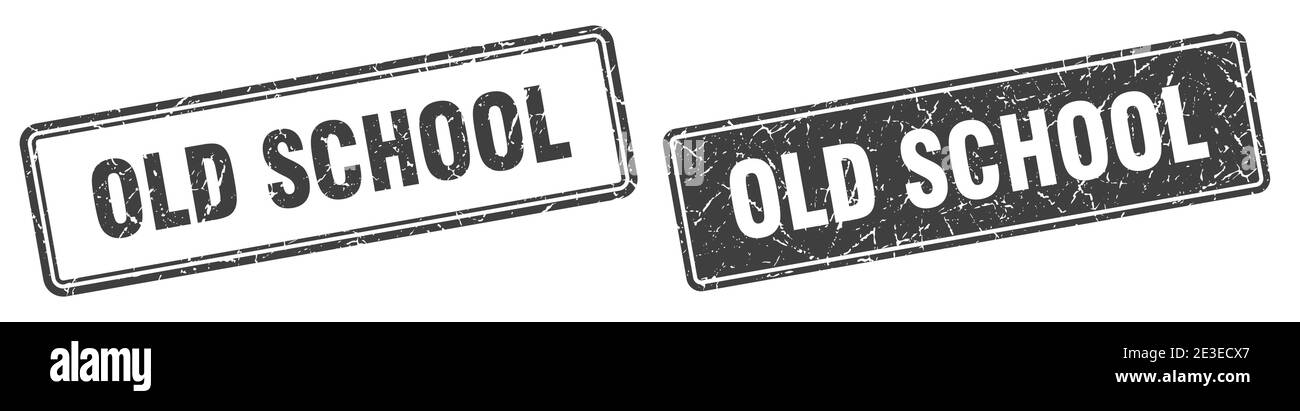 old school square stamp. old school grunge sign set Stock Vector Image ...