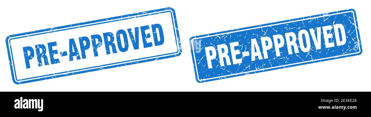 pre-approved square stamp. pre-approved grunge sign set Stock Vector ...