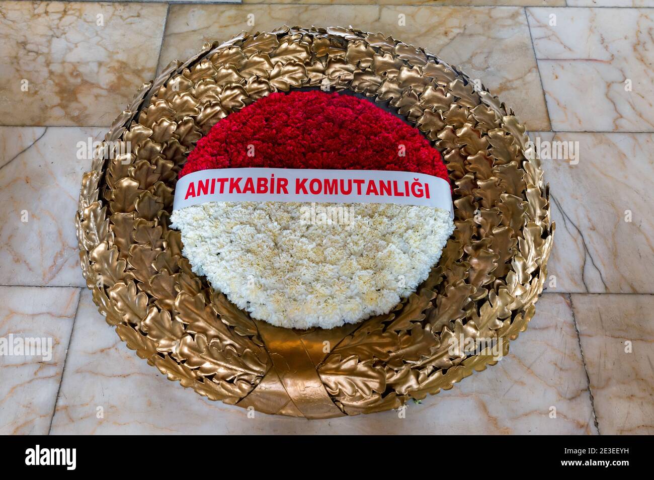 ANKARA, TURKEY - 14 DECEMBER 2020: funeral wreath in mausoleum of ...