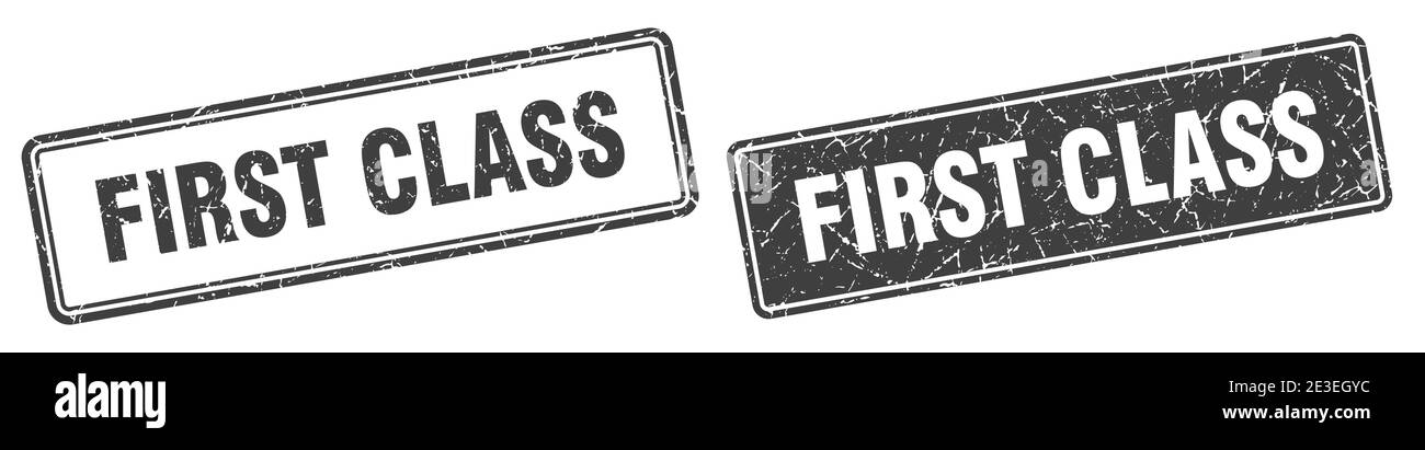 first class square stamp. first class grunge sign set Stock Vector ...