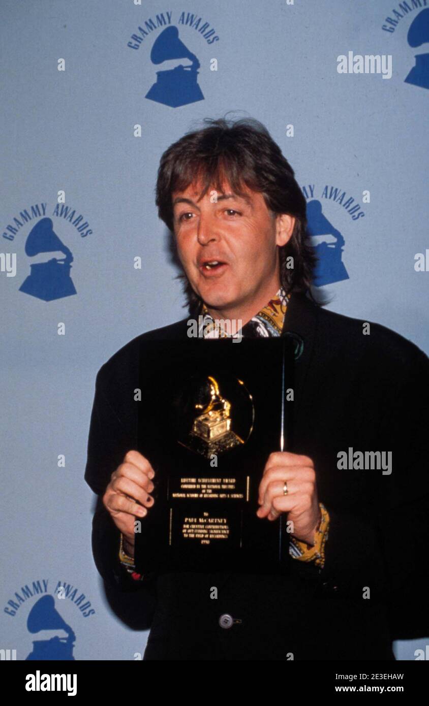 Paul McCartney at the 32nd Annual Grammy Awards on February 21, 1990 ...