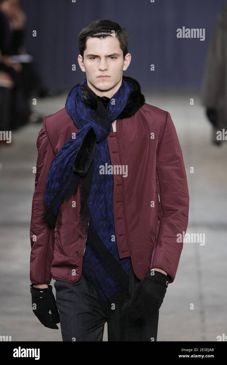 A model displays a creation by designer Paul Helbers for Louis Vuitton ...