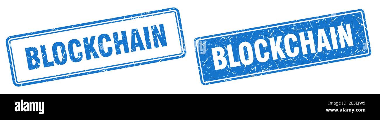 blockchain square stamp. blockchain grunge sign set Stock Vector Image ...