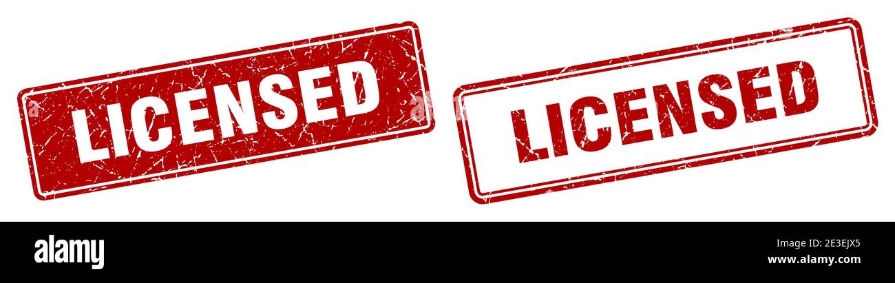 licensed square stamp. licensed grunge sign set Stock Vector Image ...