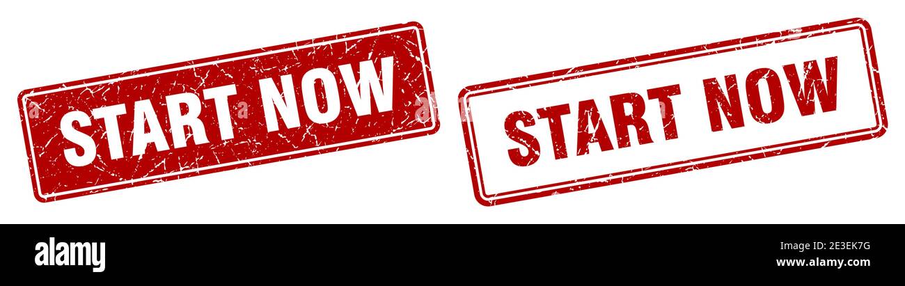 start now square stamp. start now grunge sign set Stock Vector Image ...